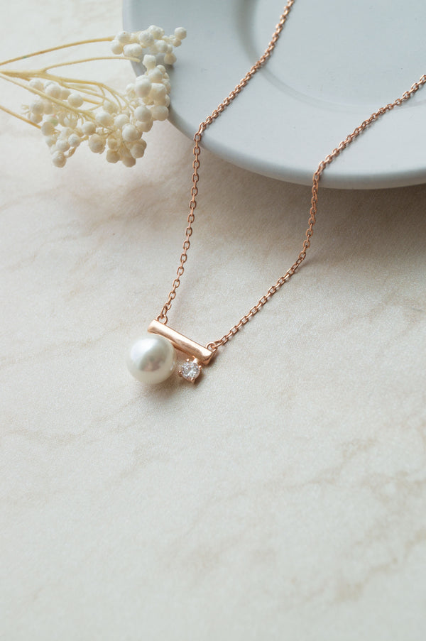 Pearl Underscore Sparkle Rose Gold Plated Sterling Silver Chain ...