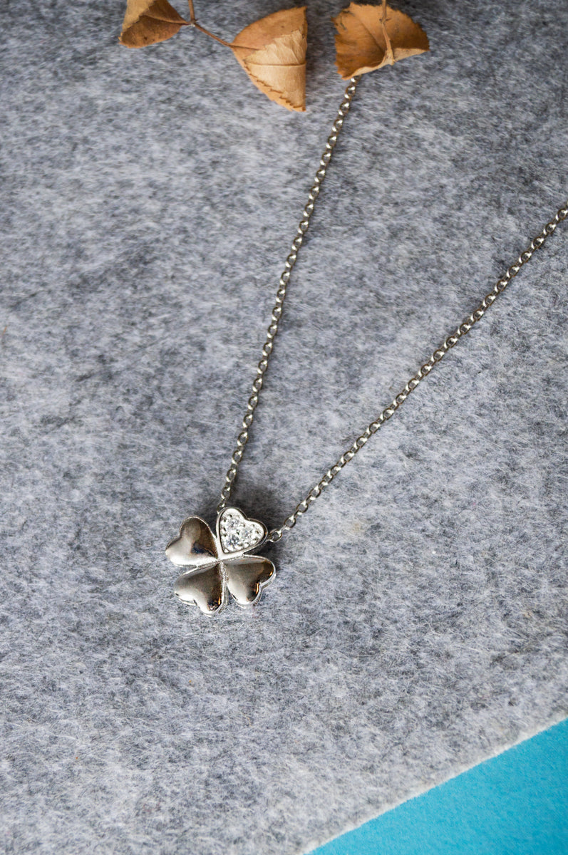 Good Luck Clover Sterling Silver Pendant Chain Necklace | 925 Silver ...